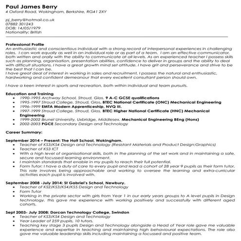 CV Paul Berry1 | PDF