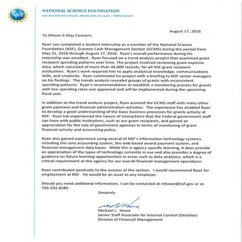 Official Recommendation Letter from NSF | PDF
