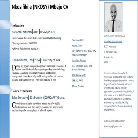 Nkosifikile Mbeje CV 2017 | PDF
