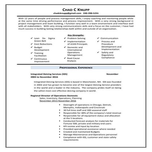 Chad C Knupp Resume | DOC | Aviation Industry | Industries