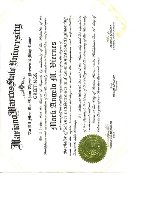 B.A. Eng Degree Certificate - Front Side | PDF