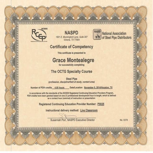 Certificates of NASPD Training - OCTG | PDF
