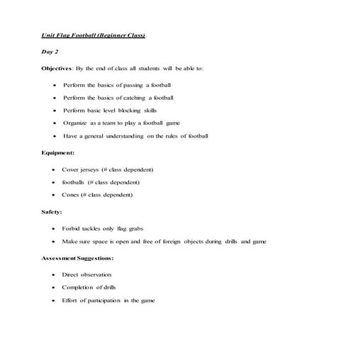 Unit Flag Football day 2 beginner | PDF