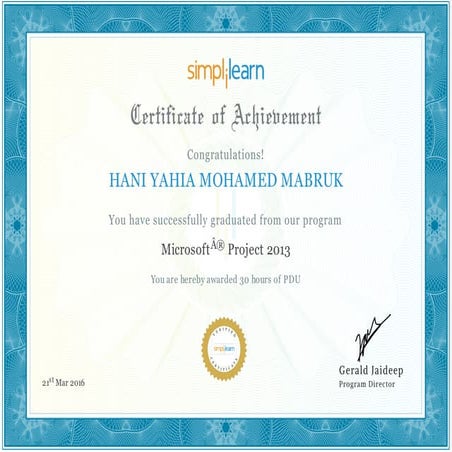 MS PROJECT CERTIFICATE with pdu | PDF