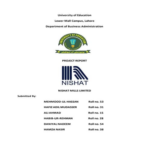 Front page of Nishat mills LTD | DOCX