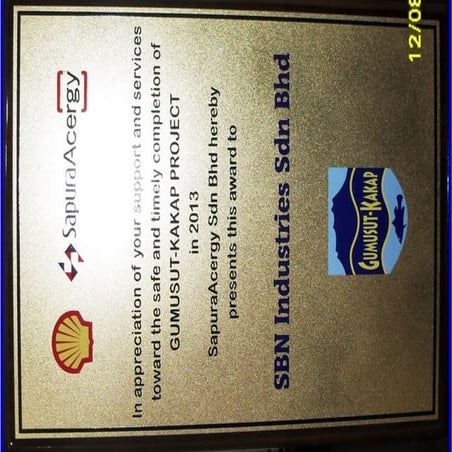 2.4 Appreciation plug 2013 Shell and Sapura-Acergy SBN Industries | PPT