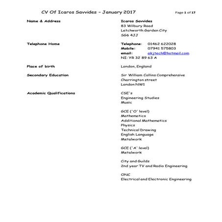 CV-January 2017 | PDF