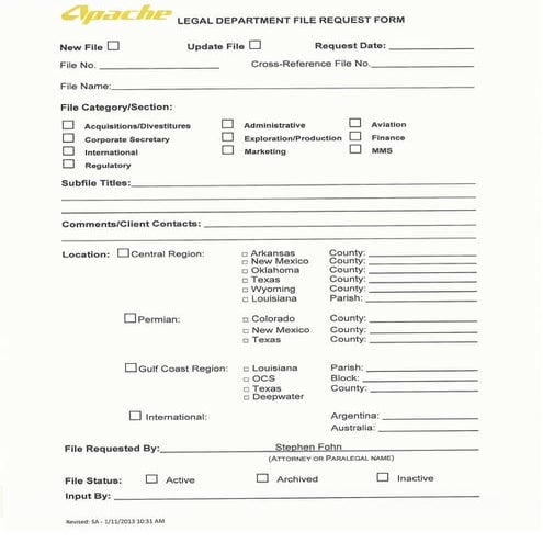 Apache - Fileroom Form | PDF