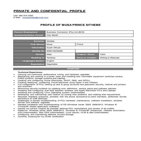 MUSA PRINCE SITHEBE cv | PDF
