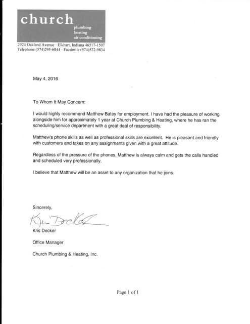 Church Letter of Recommendation | PDF