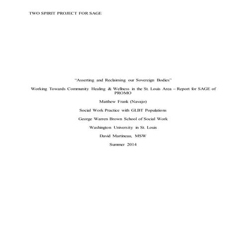 Two-Spirit Report for SAGE | PDF