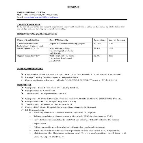 UMESH_KUMAR_GUPTA | DOCX | Computer Software and Applications | Computing