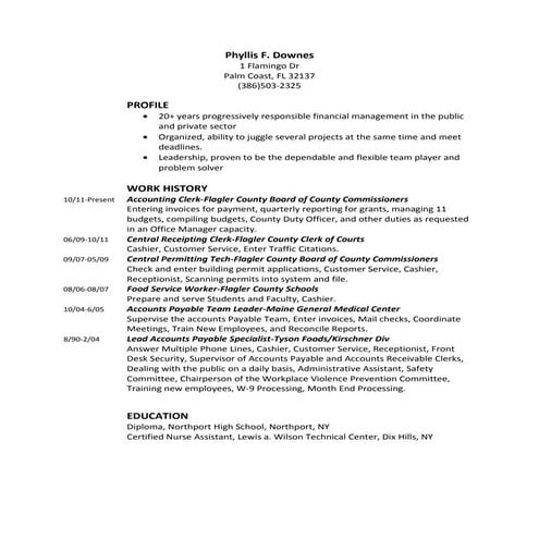 Phyllis Downes Resume updated | DOC