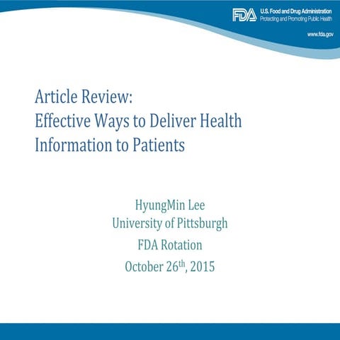 Effective Ways to Deliver Health Information to Patients | PPT