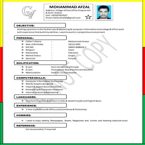 Cv of BBA student | DOCX