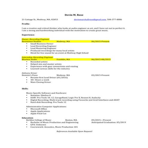 Resume_Assignment 12 | PDF