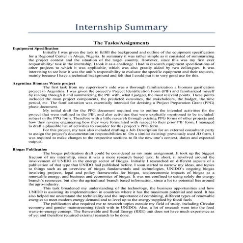 Internship Summary | PDF