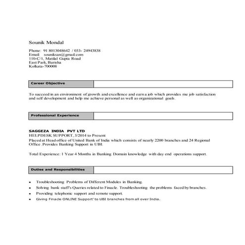 RESUME OF SOUNIK MONDAL | PDF