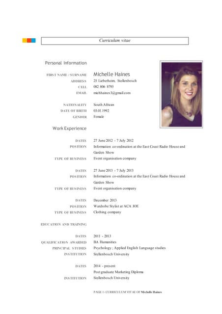 Curriculum Vitae Sample Format | PDF