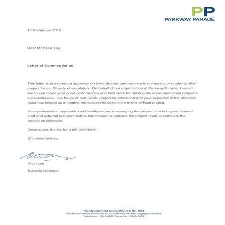 Letter of Commendation | PDF