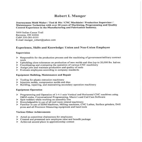 Robert Munger Resume | PDF