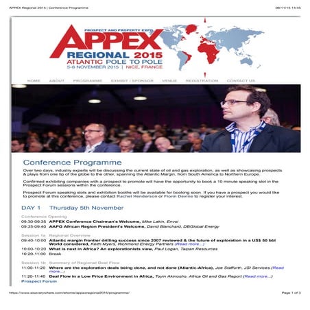 APPEX Regional 2015 | Conference Programme | PDF | Africa Travel ...