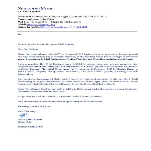 Nitisha CV & Covering Letter | PDF