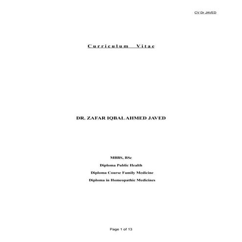 CV DR.ZAFAR.2016 april | PDF