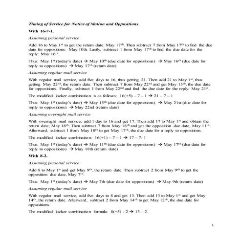 Notice of motion service timing examples | PDF