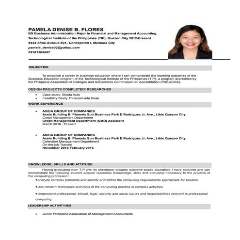 PAMELA FLORES. RESUME | ODT