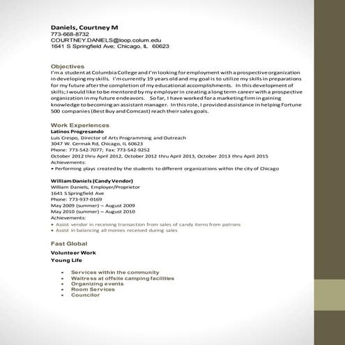 COURTNEYDANIELS RESUME JULY 2016 | DOCX | Resume Writing and Advice | Job Search