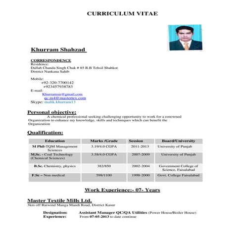Khurram Cv word | PDF