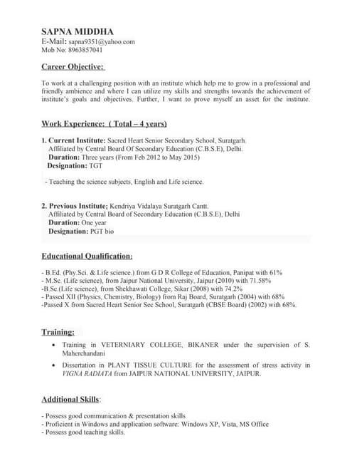 Curriculum vitae niharika | PDF