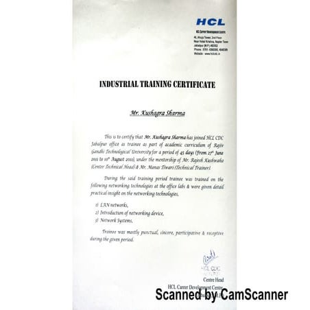 HCL Trainee Certificate | PDF