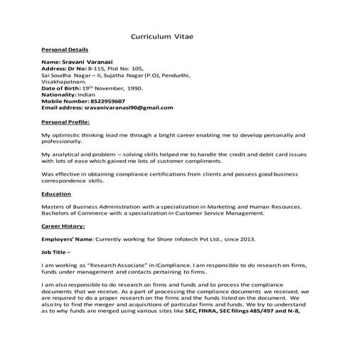 Curriculum Vitae | PDF