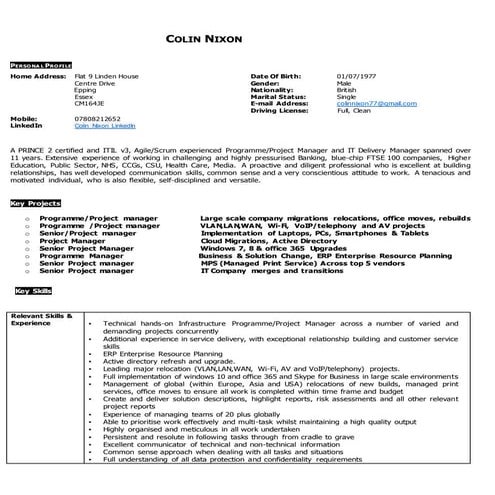 Colin Nixon CV | PDF