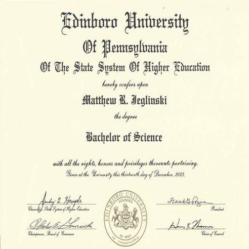 Edinboro BS Diploma | PDF