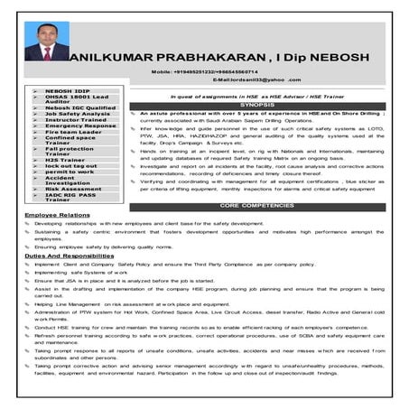 Anil Resume | DOCX | Human Resources | Business