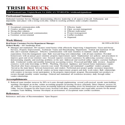 TRISH KRUCK Professional Resume | DOCX