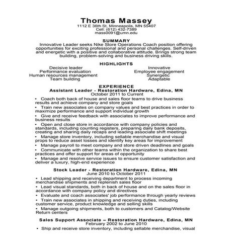 Tom Massey Resume | ODT
