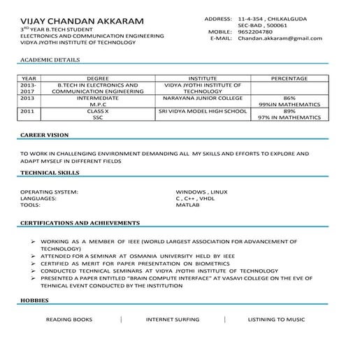 VIJAY CHANDAN AKKARAM RESUME | PDF