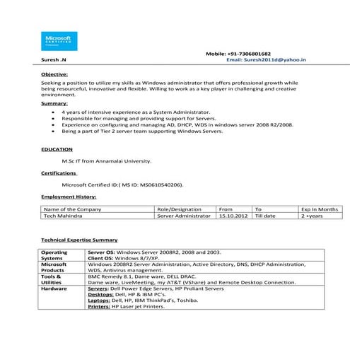 Resume Suresh N | DOC