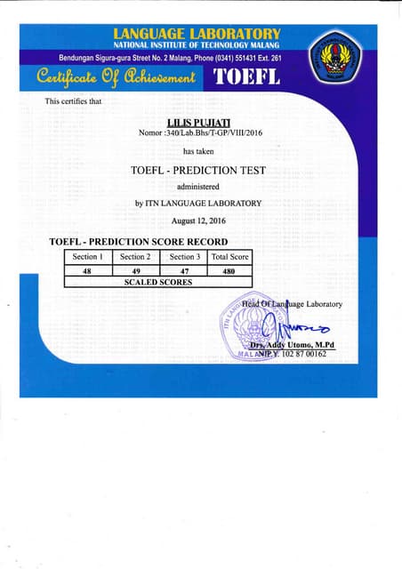 Transkip Nilai 1 | PDF