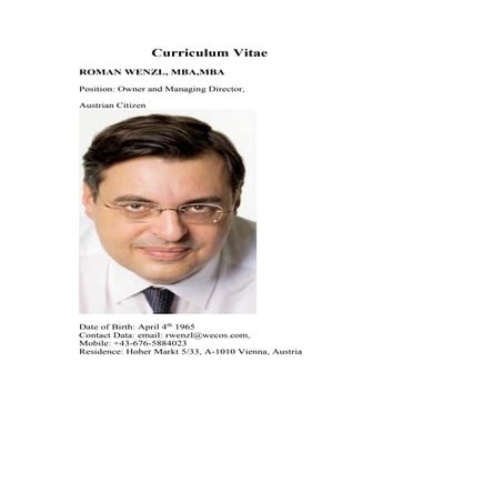 CVRomanWenzl,MMBAenglish26022016 | PDF