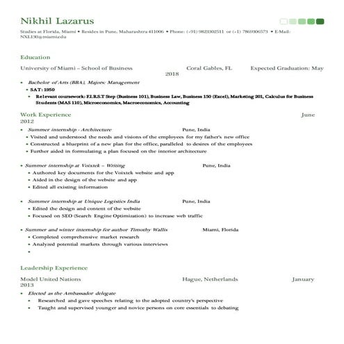 NIKHIL LAZARUS (BBA) RESUME | DOCX