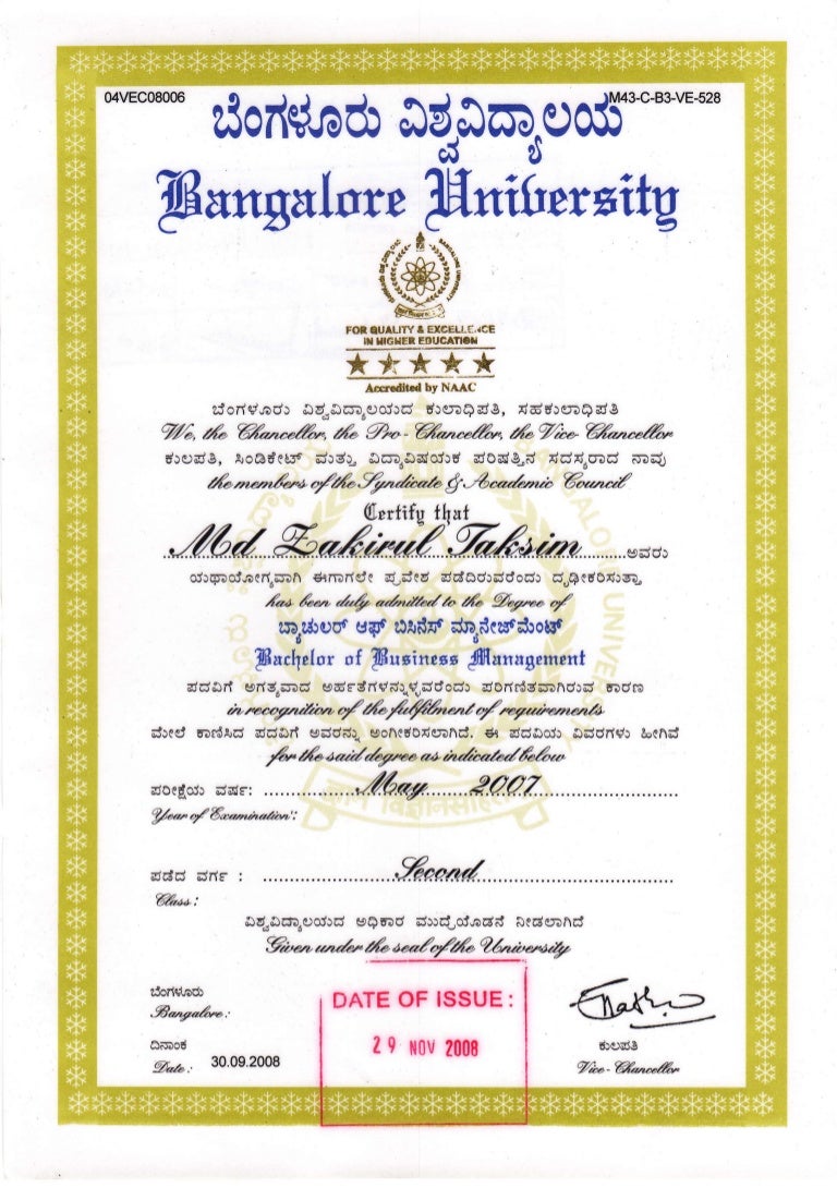 Download Degree Certificate Bangalore University 2023 - vrogue.co
