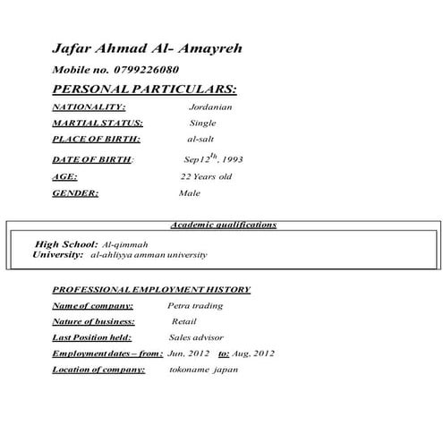 jafar cv | PDF