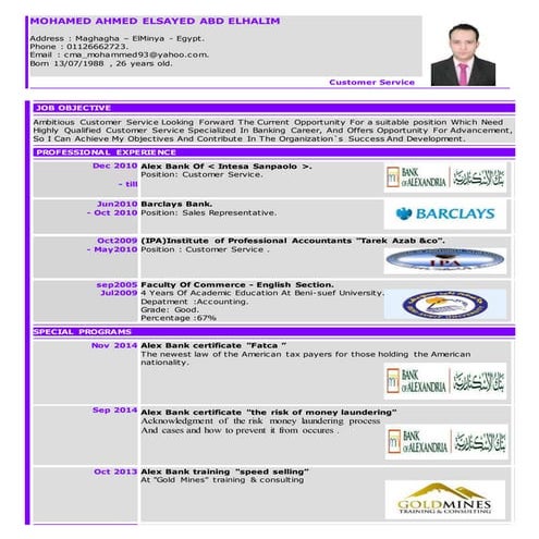 cv mohamed ahmed elsayed abd elhalim | DOCX