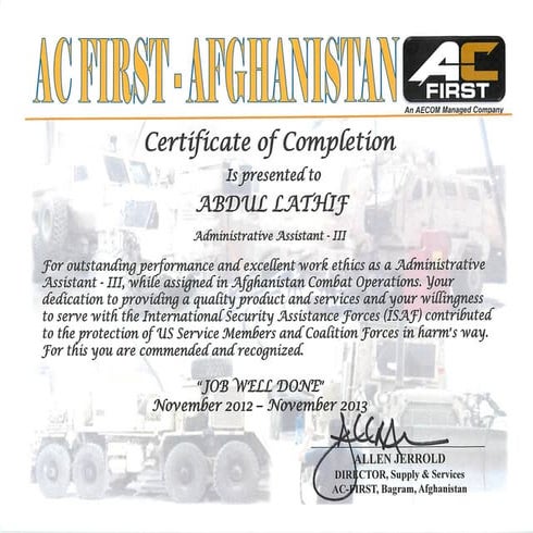 AC FIRST - Completion Certificate | PPT