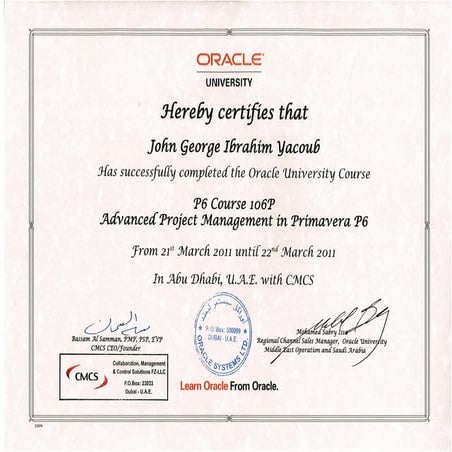 106p certificate - oracle | PDF